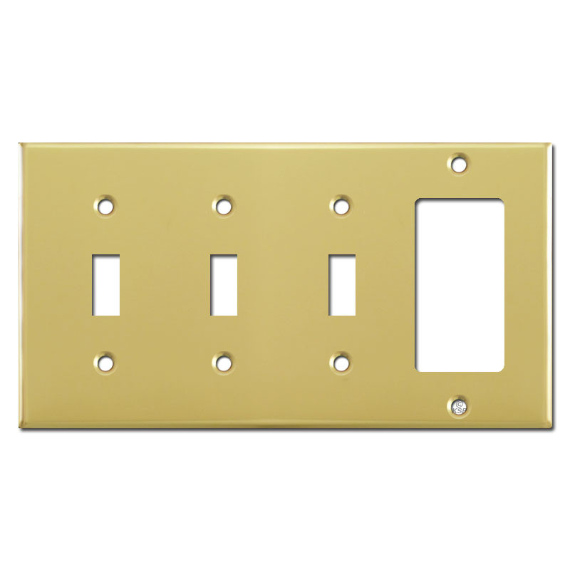 1 Rocker 3 Toggle Wall Plate - Polished Brass | Kyle Switch Plates