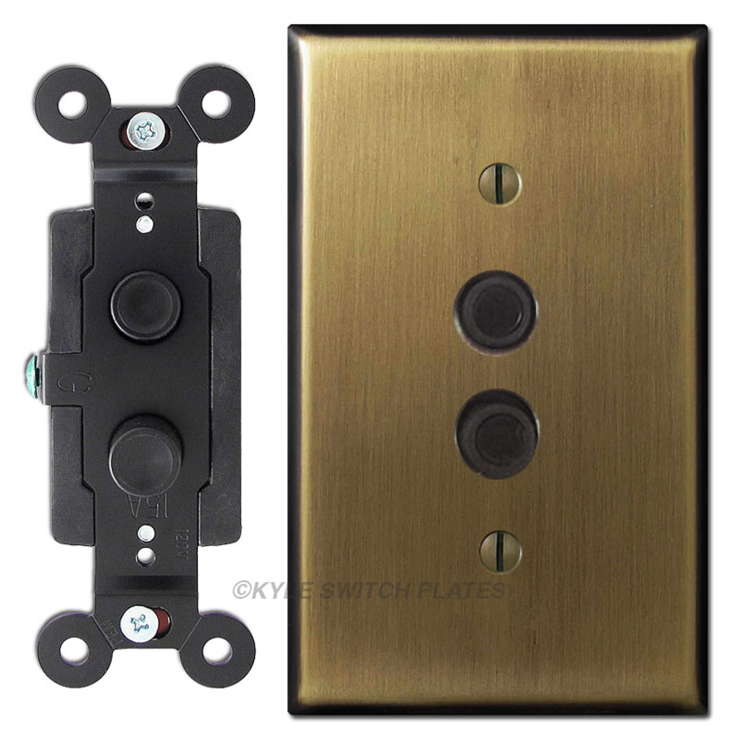 1 Push Button Light Switchplates - Antique Brass | Kyle Switch Plates 1 Push Button Light Switchplates - Antique Brass | Kyle Switch Plates