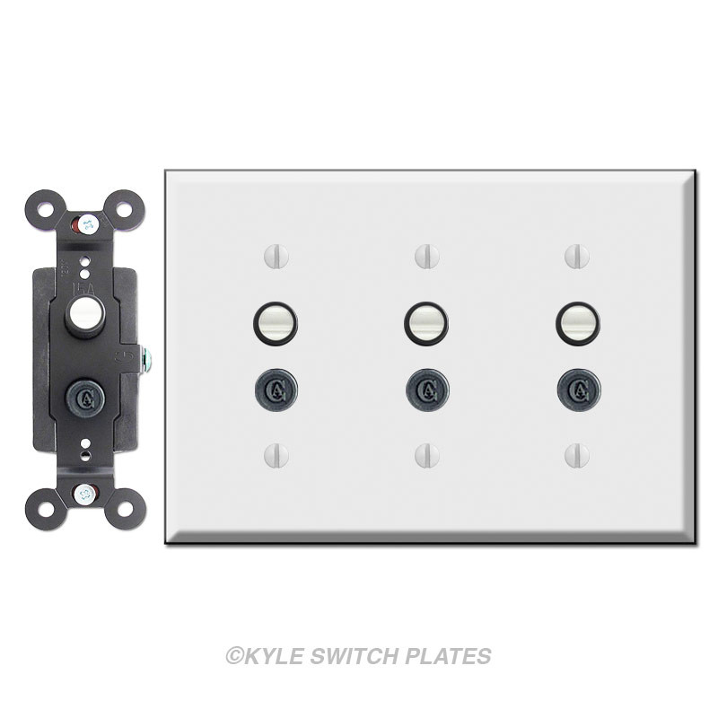 Triple Gang Pushbutton Switch Plate Covers - White