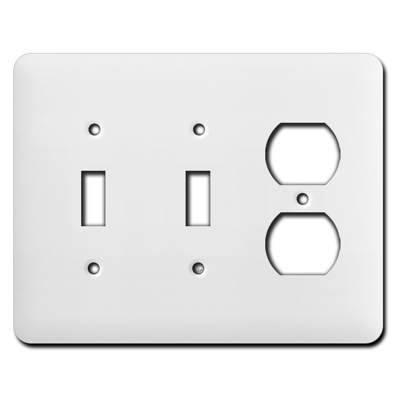 Long Double Toggle Single Duplex Receptacle Switch Covers - White