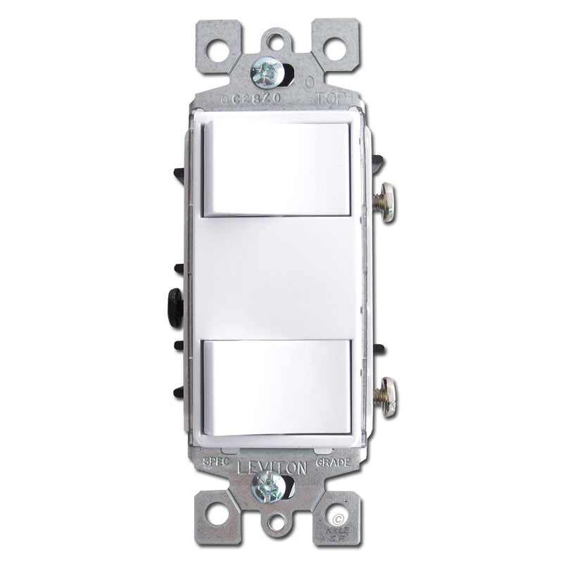 3 Stacked Single Pole Decora Rocker Switches Leviton 1755