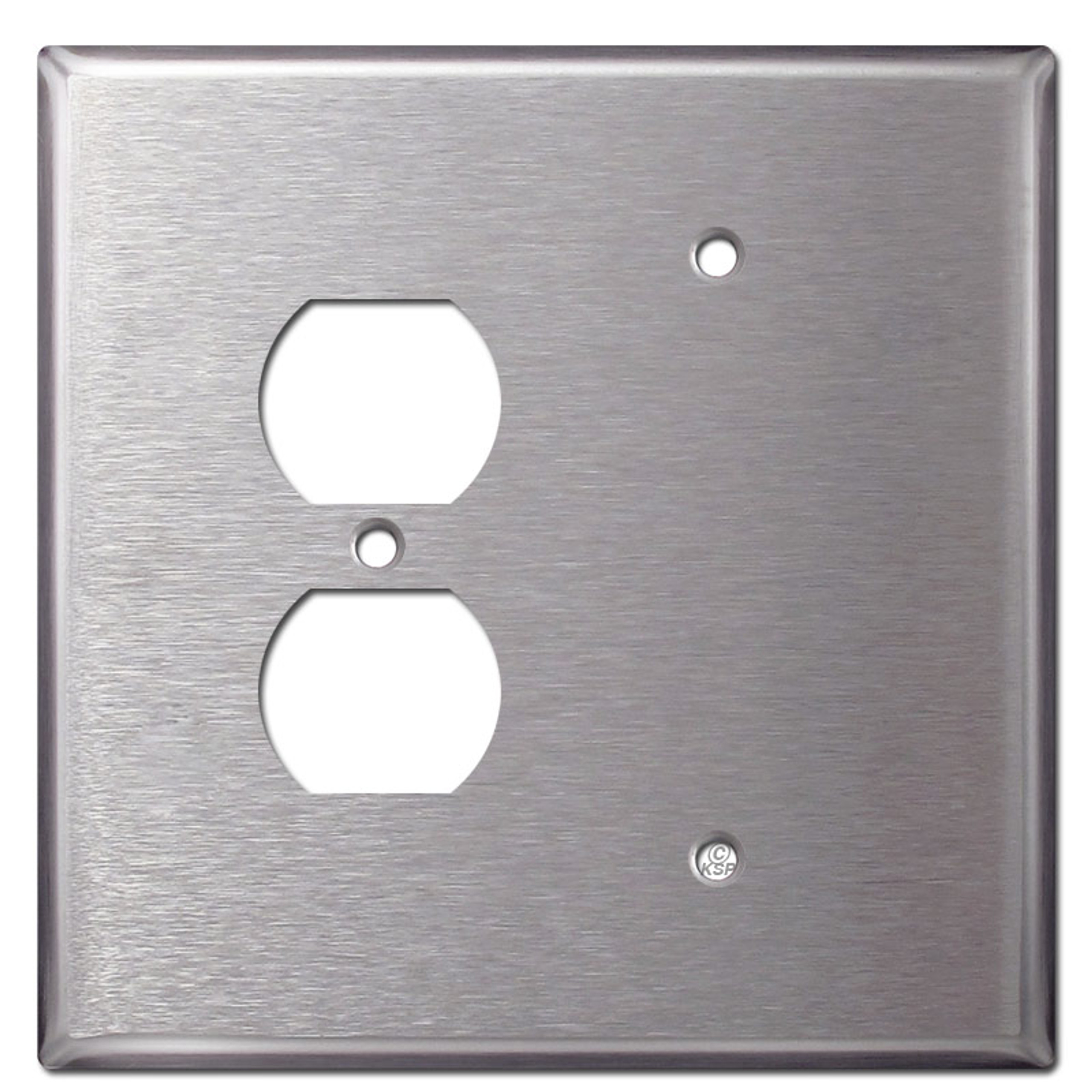 Oversized 2 Gang 1 Centered Outlet Covers Satin Stainless Steel