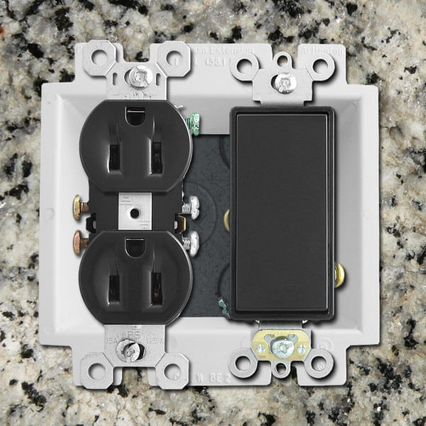 2-Gang Electrical Box Extender Raises Recessed Outlet