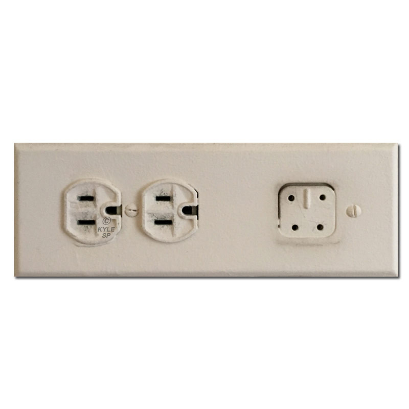 Long Tandem Outlet + Square Western Phone Jack Cover - White
