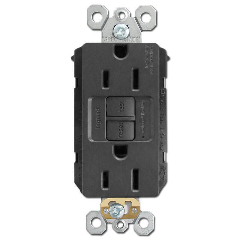 GFCI Safety Receptacle Self Test 15A - Black | Kyle Switch Plates