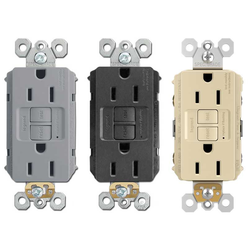 GFCI Safety Receptacle Self Test 15A - Black | Kyle Switch Plates