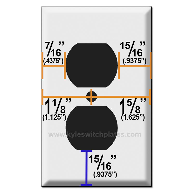 Half Narrow Duplex Electrical Outlet Covers 1/4'' Trim