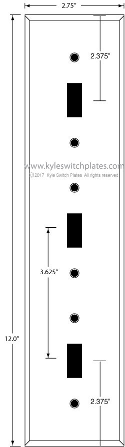 Long Tandem Stacked 3 Toggle Wall Switch Plates | Kyle Switch Plates