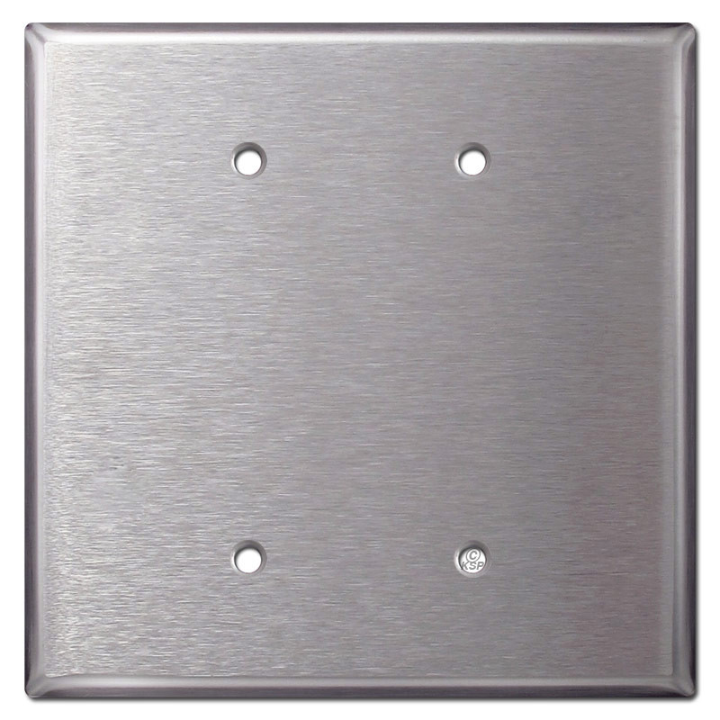 Oversized 2 Blank Electrical Wallplate Covers - 302 Stainless Steel