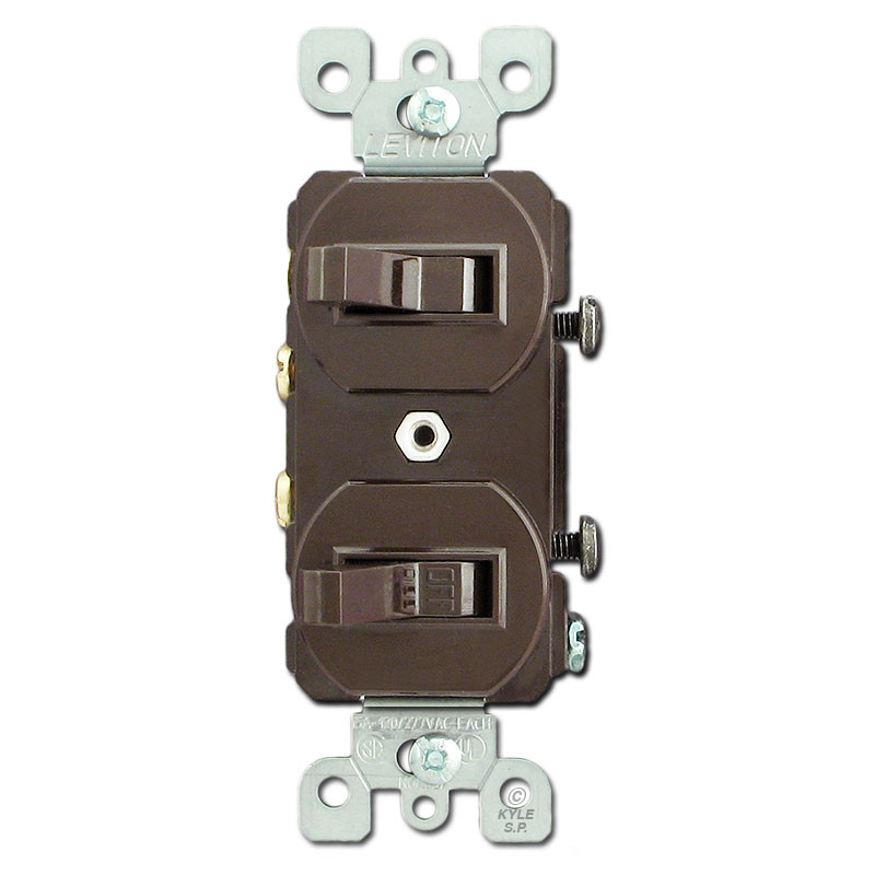 Brown 20A Duplex Two Single Pole Toggle Switches Leviton 5334