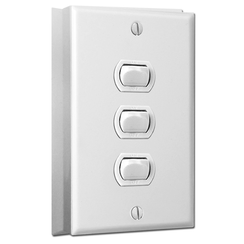 Raised 3-Despard Surface Mount Low Voltage Switch Plate Set - White