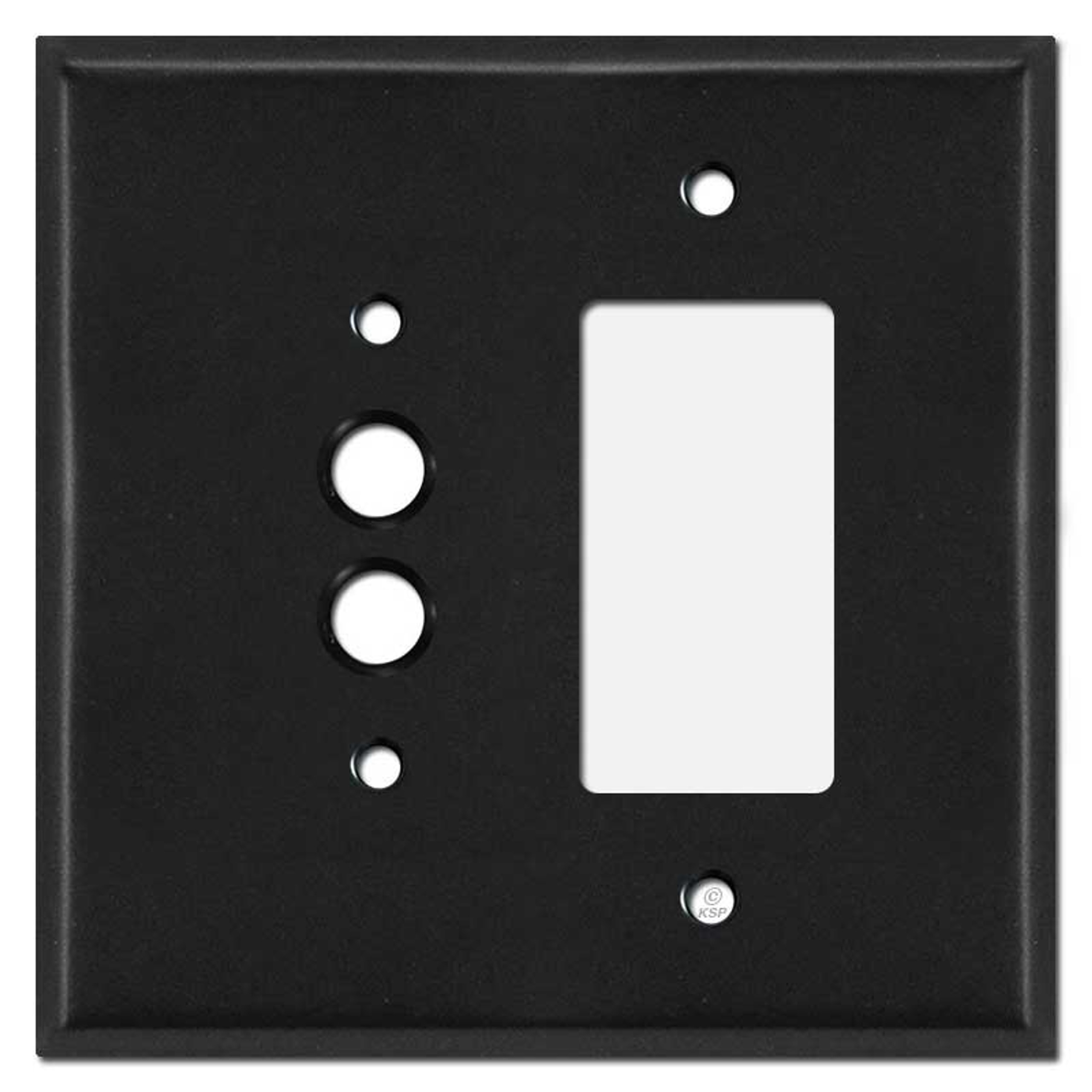 Single Outlet Double Push Button Switch Plate Covers Black