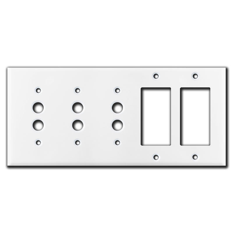 5-Gang 3-Pushbutton 2-Decora GFCI Light Switch Plate - White