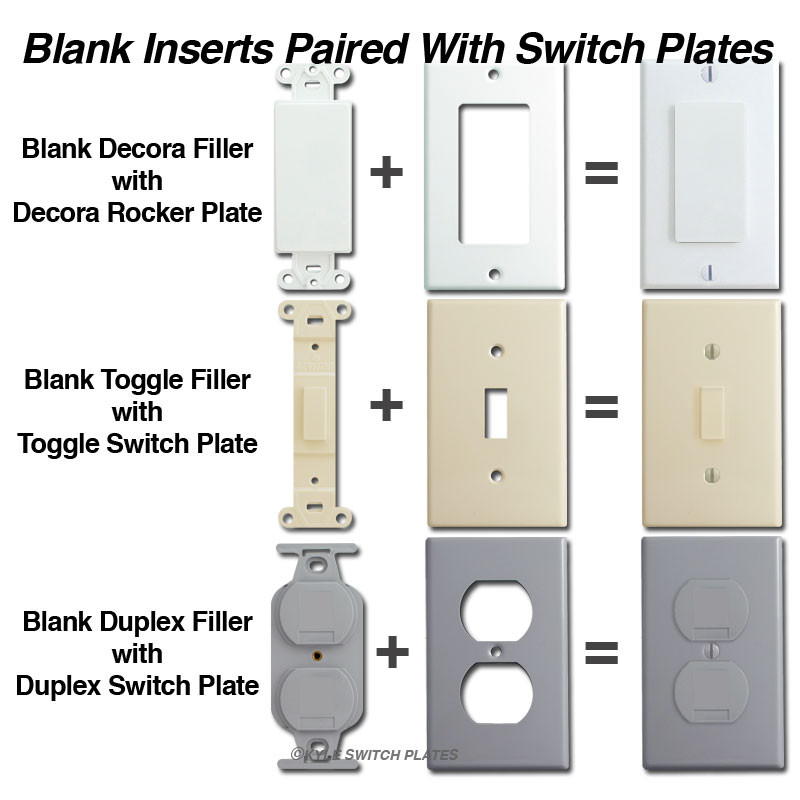 Gray Toggle to Blank Switch Plate Insert Fillers