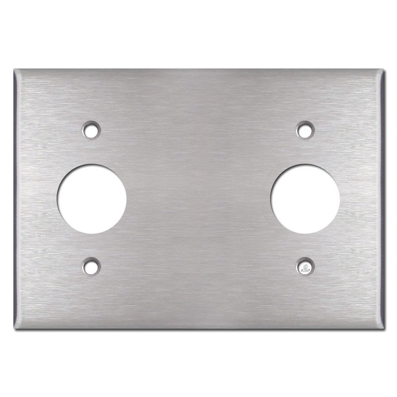 3-Gang Dual 1.4'' 20A Plug Outlet Cover - Satin Stainless Steel | Kyle