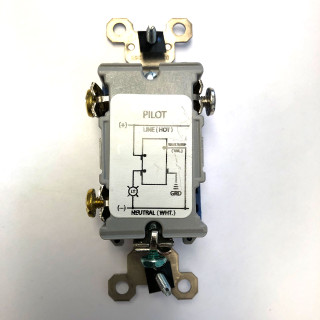 Red Pilot Light Toggle Switch - Lighted When ON P&S PS15AC1-RPL