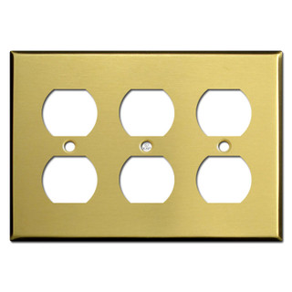 Satin Brass Receptacle Wall Cover Plates