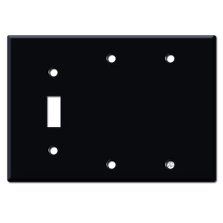 Single Toggle Double Blank Switch Plates - Black