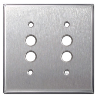 Two Push Button Wall Plate Covers - Polished Chrome