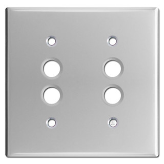 Two Push Button Wall Plate Covers - Polished Chrome