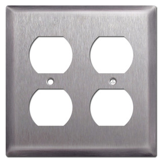 4 Gang Outlet Cover Plates - Satin Stainless Steel
