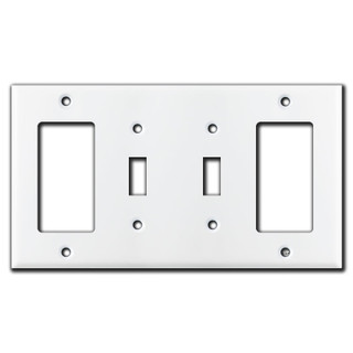 Stacked 2 Decora Outlet Switch Tandem Wall Plate Cover - White