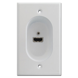 White Double Gang Recessed Receptacle and Coax Cable Connector