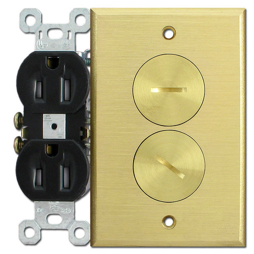 Floor Mounted Tamper Resistant Electrical Outlet Nickel Cover Plate