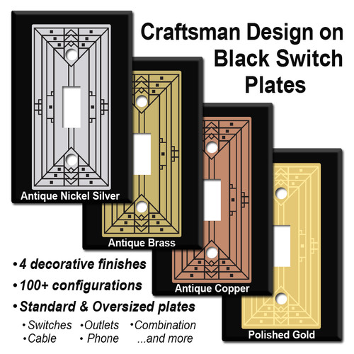 California Craftsman Light Switch Plates in Black - Kyle Design