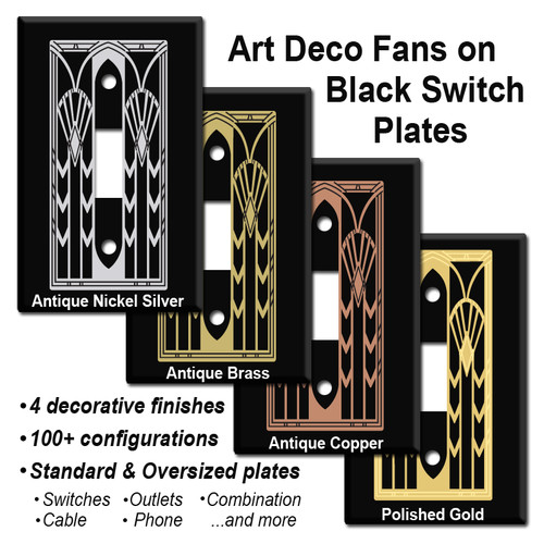 Art Deco Fans Switch Plates In Black Kyle Design