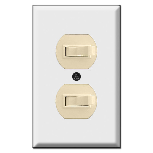 Ivory Horizontal Double Toggle Duplex Switches