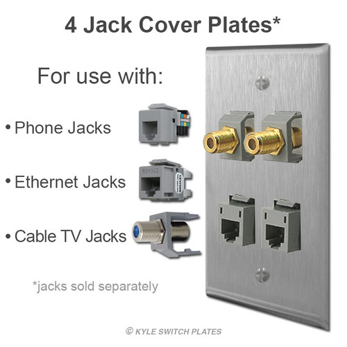 Four Telephone Switch Plates for Modular Communication Jacks