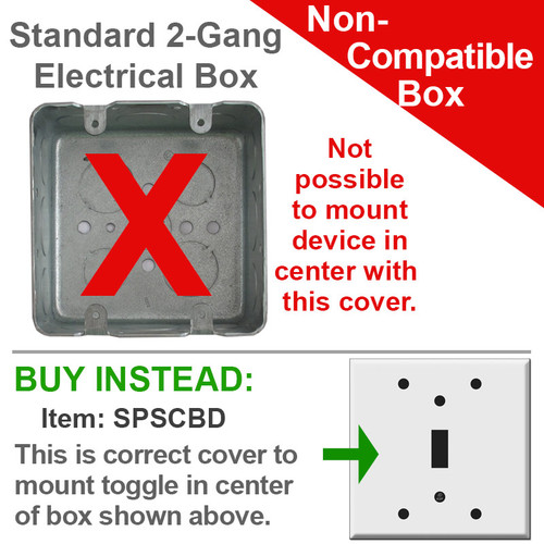 Double Gang Single Centered Toggle Switch Plates White