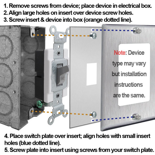 Decora Rocker to Toggle Switch Adapter Insert for Wall Plate