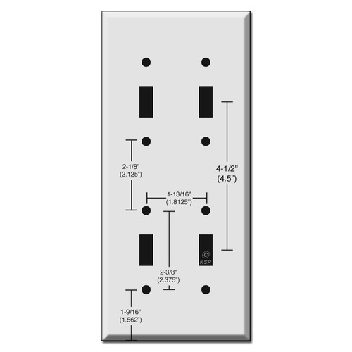 Tandem Stacked 2-Gang 4 Toggle Switch Wall Plate Cover