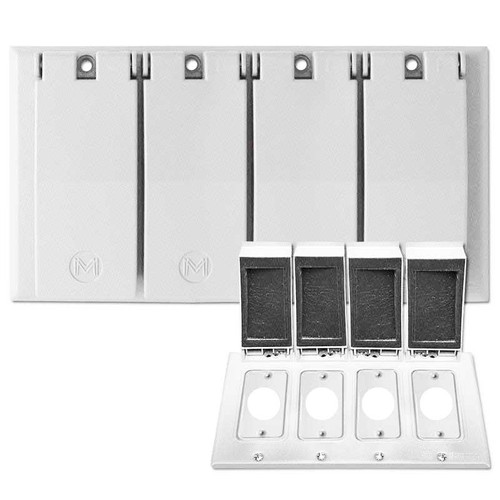Outdoor Weather-Safe Hinged 4-Toggle Dimmer Cover Plates