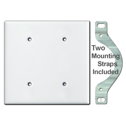 Adjustable 2-Gang Blank Cover & Specialty Leveling Straps - White