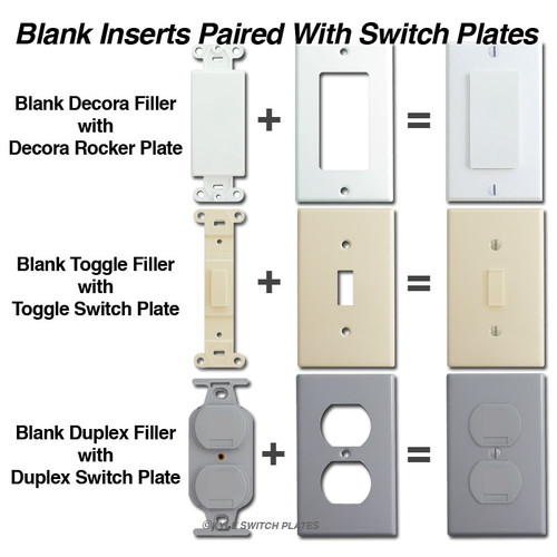 White Decora to Blank Switch Plate Adapter | Kyle Switch Plates