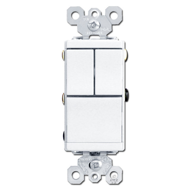 White Triple Stacked Combination Decora Rocker Switch