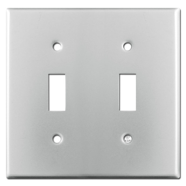 2 Toggle Switch Plate - Brushed Aluminum | Kyle Switch Plates