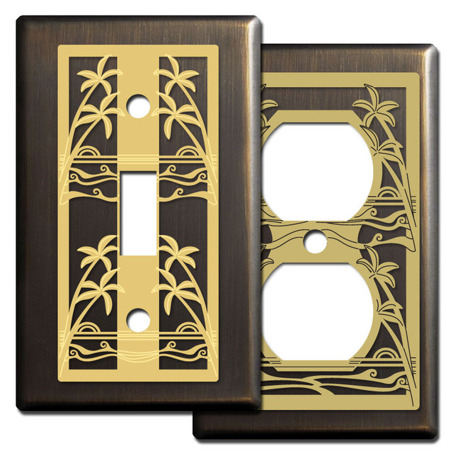 American Arts & Crafts Light Switch Wall Plates in Oiled Bronze