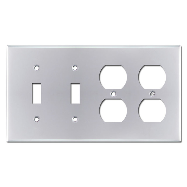 1 Toggle 1 Duplex Outlet Combo Switch Plates - Polished Chrome