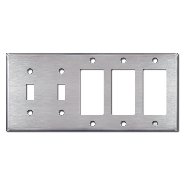 3 Gfci Decora Rocker Switch Plates Satin Stainless Steel