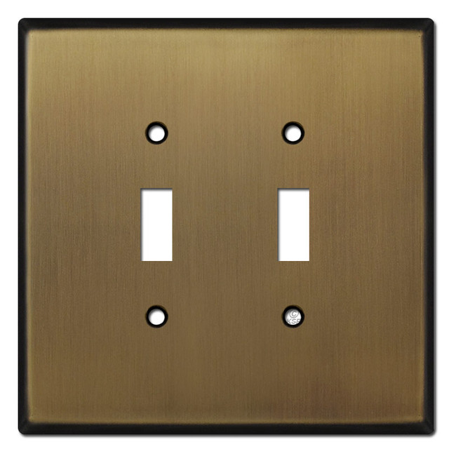 2 Toggle Switch Plate - Antique Brass | Kyle Switch Plates