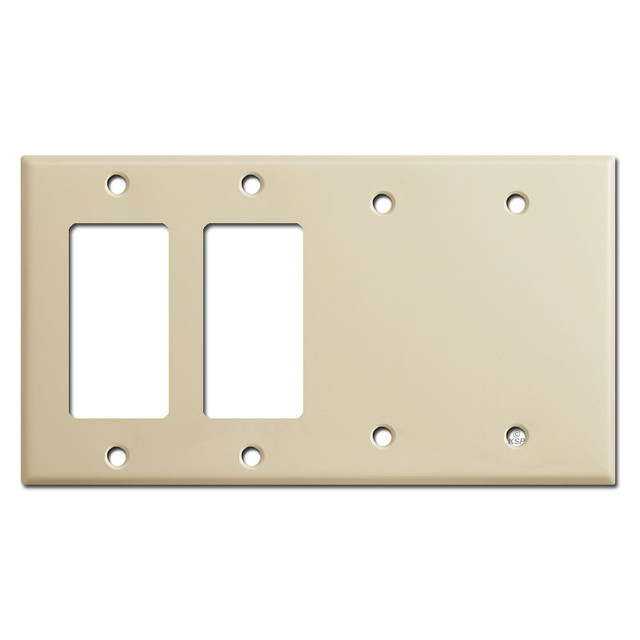 1 GFCI Decora Rocker Switch & 2 Blank 3-Gang Wall Plates - Ivory