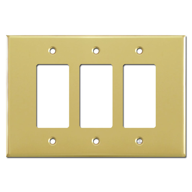 Jumbo Triple Gang 3 Decora Rocker Switch Plate - Polished Brass