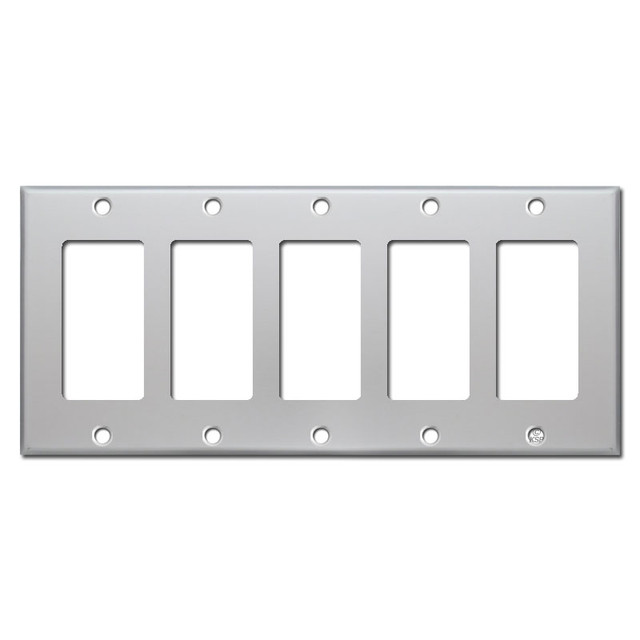 5 Rocker Light Switch Covers - Brushed Aluminum