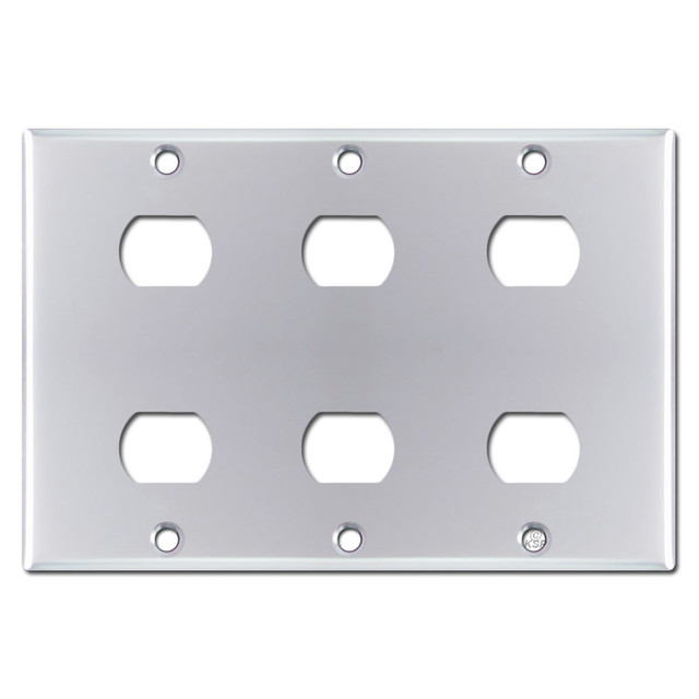 Three Stacked Switch Despard Wall Plate Polished Chrome