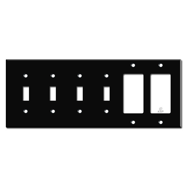 2 Toggle & 2 Decora Rocker Switch 4 Gang Wall Plate - White