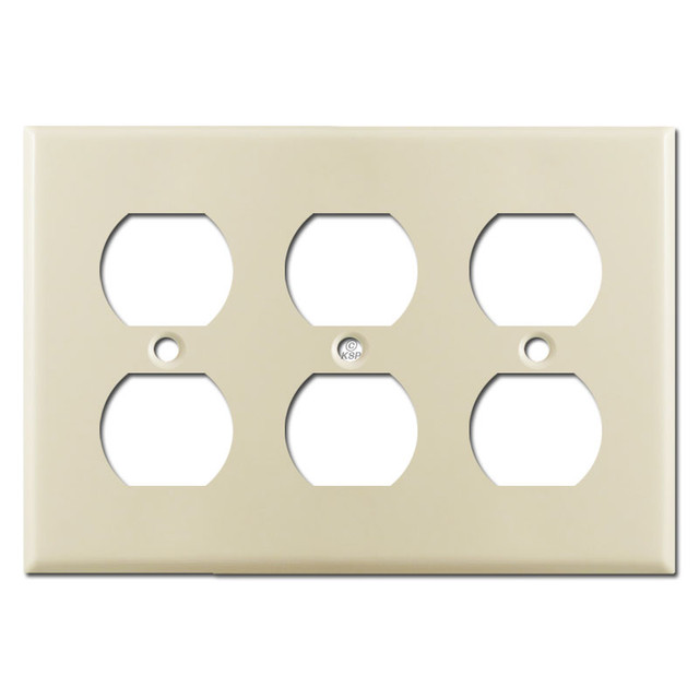 3-Gang Duplex Outlet Cover - Ivory | Kyle Switch Plates